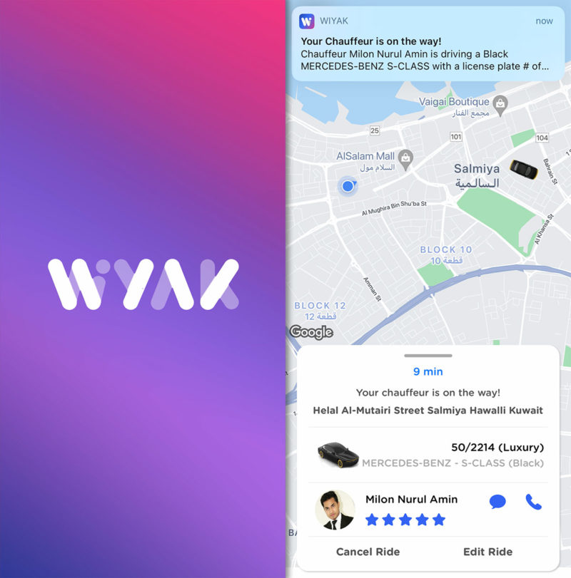 Wiyak Premium Rides Booking App – 2:48AM – Entertaining Kuwait since 2003